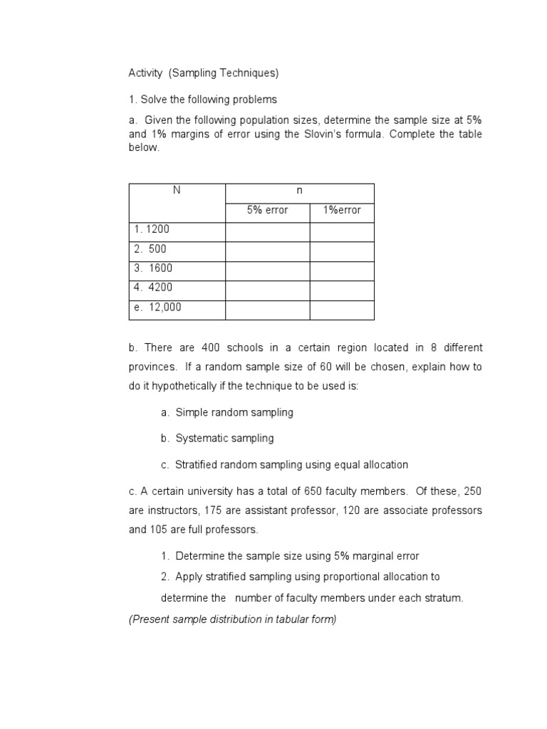 Present Sample Distribution in Tabular Form | PDF