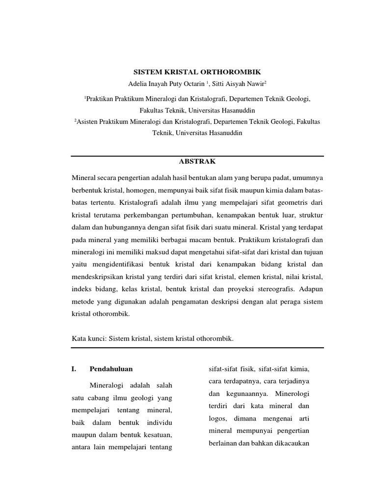 Sistem Kristal Ortorombik dalam Mineralogi | PDF