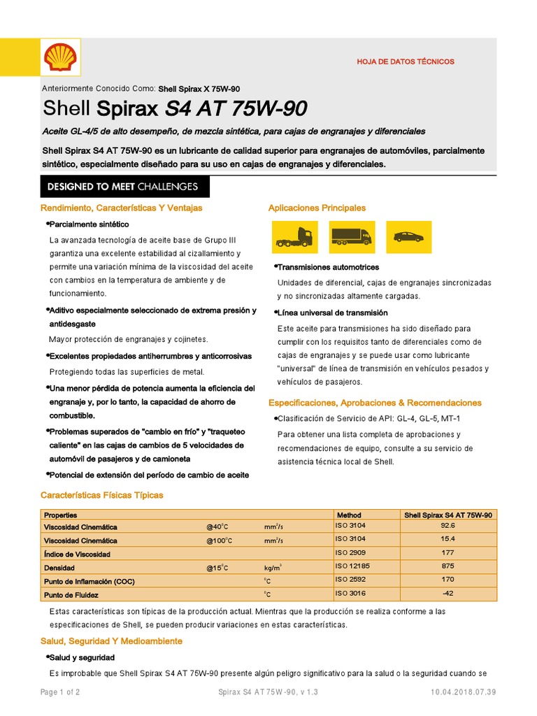 TDS Shell Spirax S4 at 75W90 | PDF