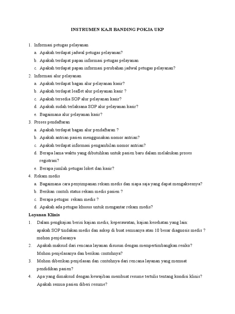Instrumen Kaji Banding Pokja Ukp | PDF