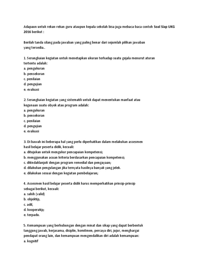Soal Ukg | PDF | Karier & Perkembangan | Bisnis