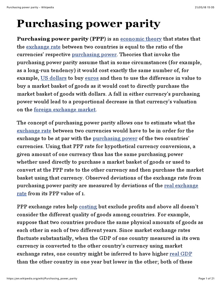 Purchasing Power Parity - Wikipedia | PDF | Purchasing Power Parity ...