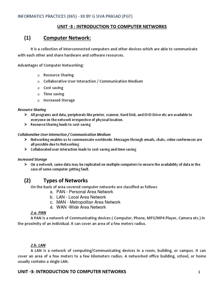Unit - 3 Introduction To Computer Networking | PDF | Websites | Network ...