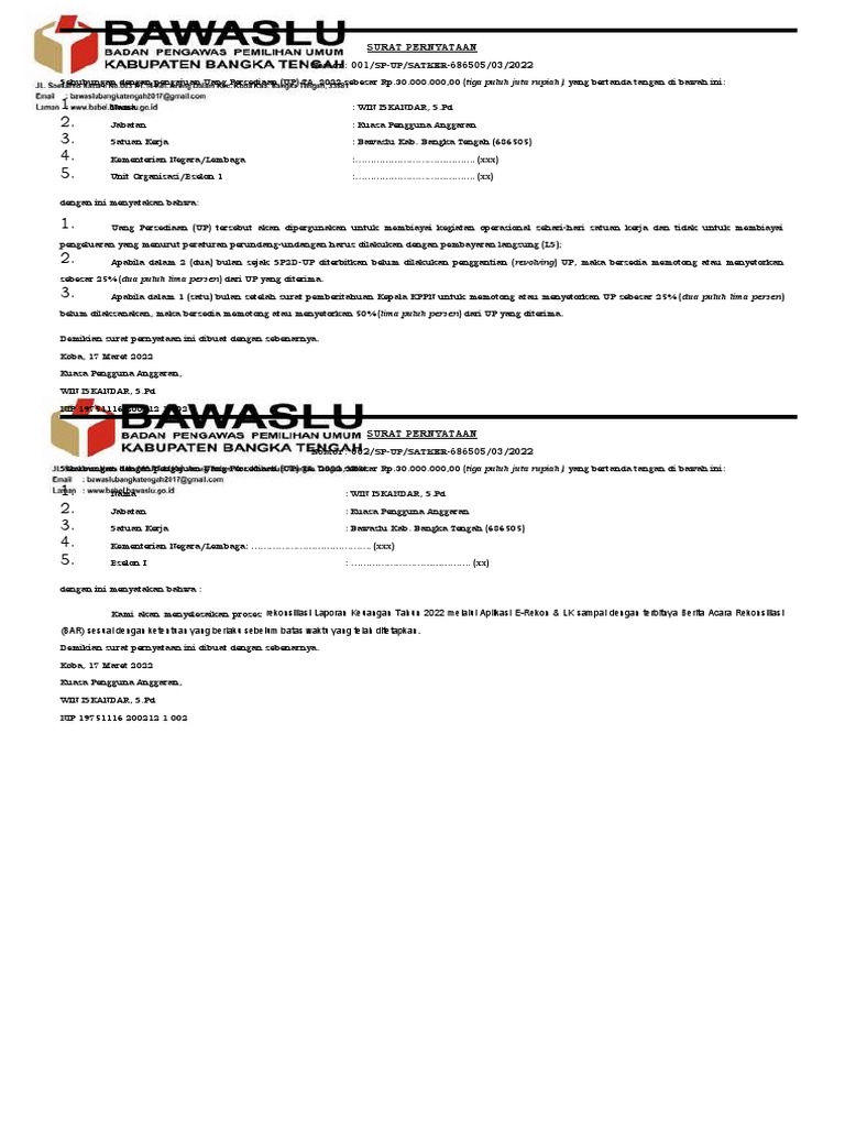 Surat-Pernyataan-Up PMK 190 | PDF