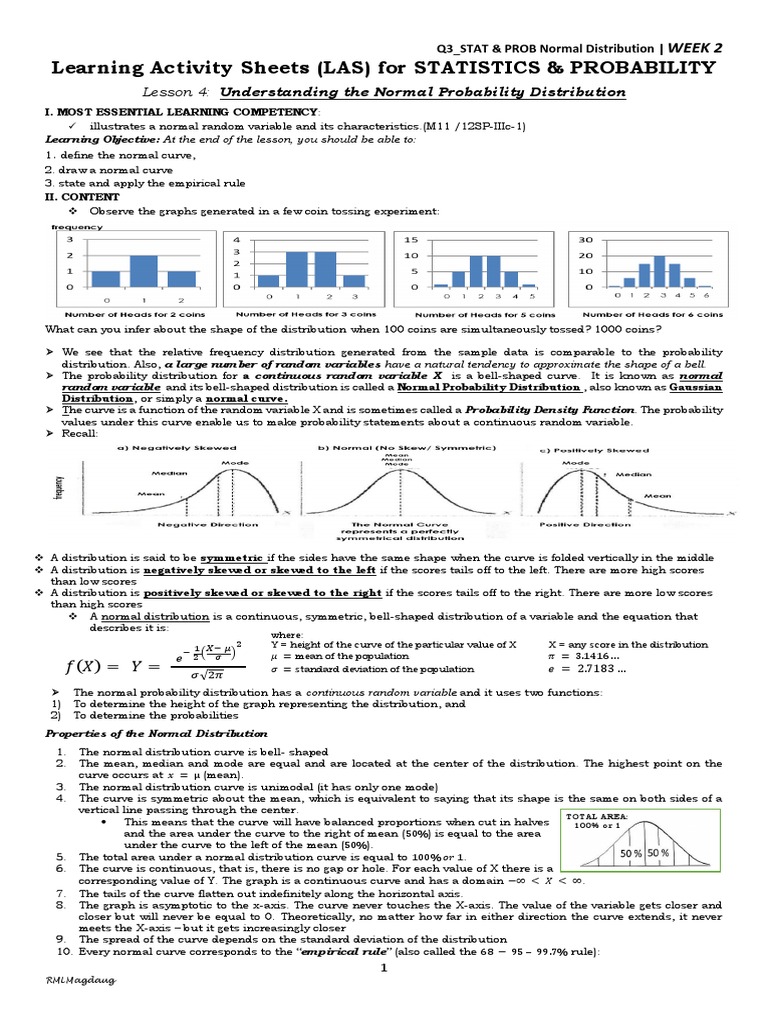 StatProb LAS Week2 Normal Distribution PDF | PDF | Normal Distribution | Standard Score