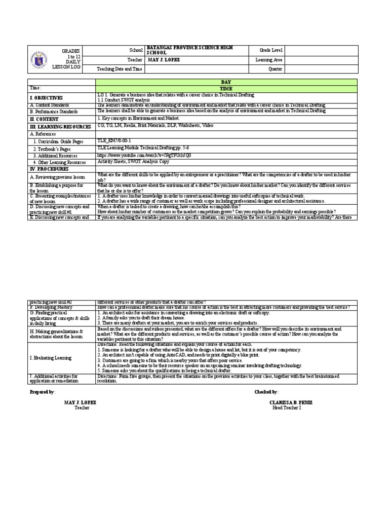 DLL Technical Drafting Exploratory | PDF | Technical Drawing | Learning