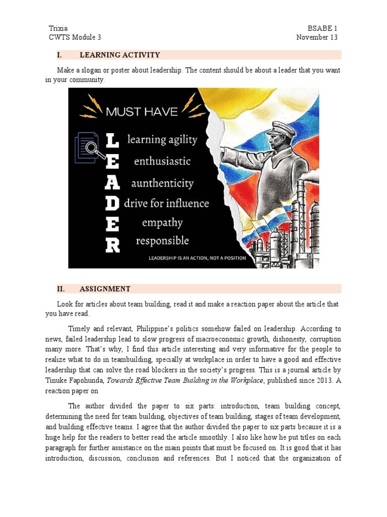 CWTS Module 3 | PDF | Thought | Leadership