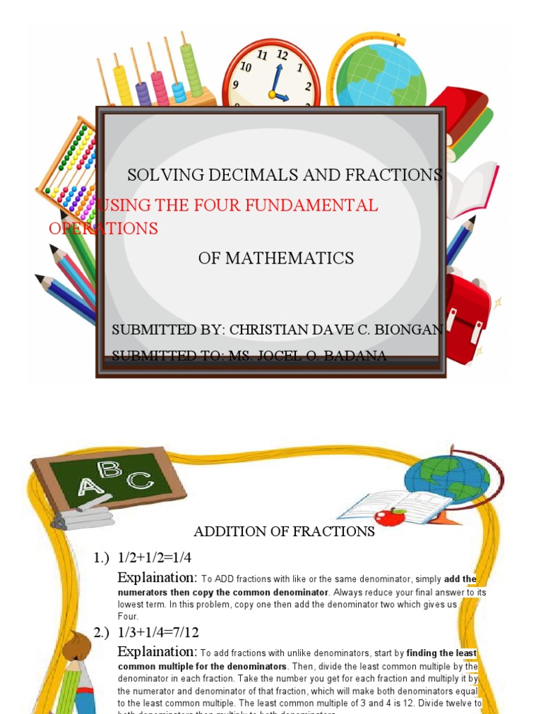 Steps in Solving Decimals and Fractions | PDF | Decimal | Numbers