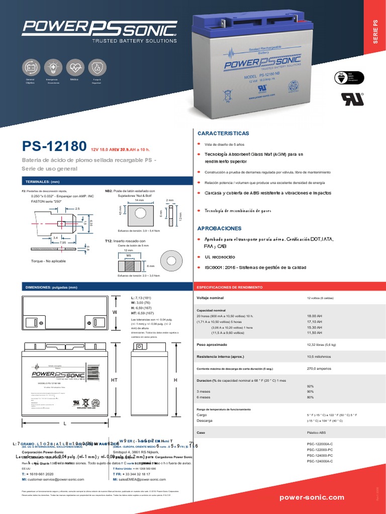 PS 12180 Technical Specifications - En.es | PDF | Cantidades fisicas ...