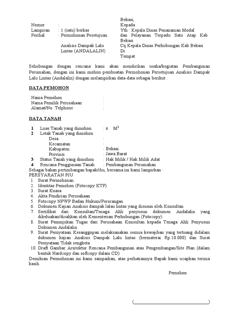 Permohonan Andalalin PDF | PDF
