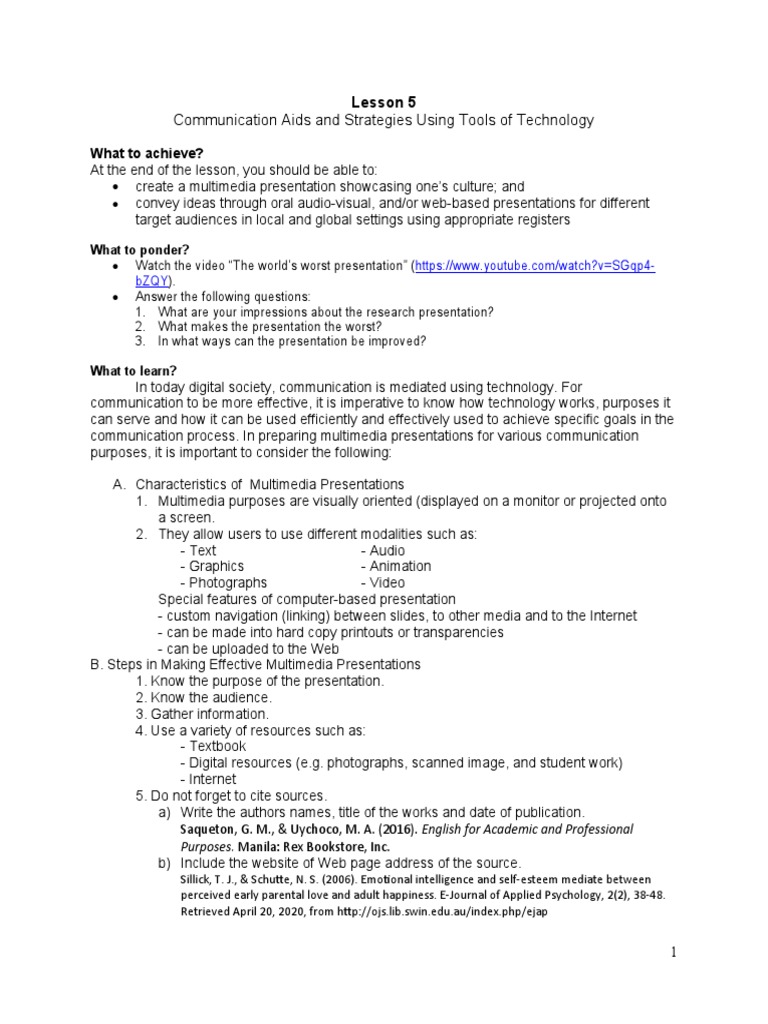Lesson 5 GE 4 Purposive Communication | PDF | Multimedia | World Wide Web