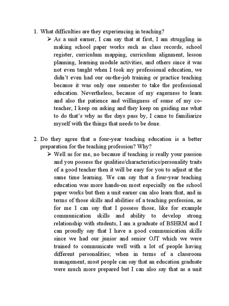 What Difficulties Are They Experiencing in Teaching | PDF | Teachers ...