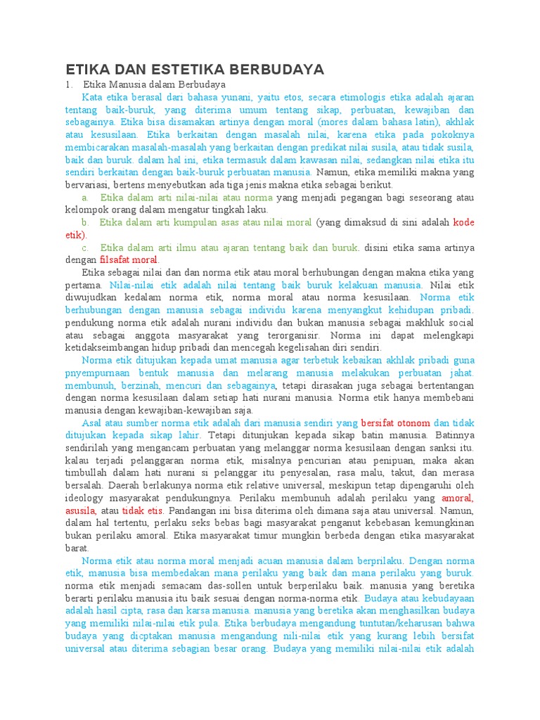 Etika Dan Estetika Berbudaya | PDF