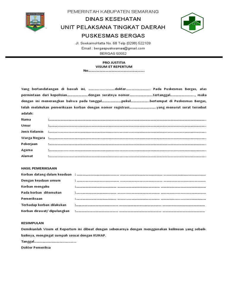 Format dan Contoh Visum Puskesmas | PDF | Game & Aktivitas