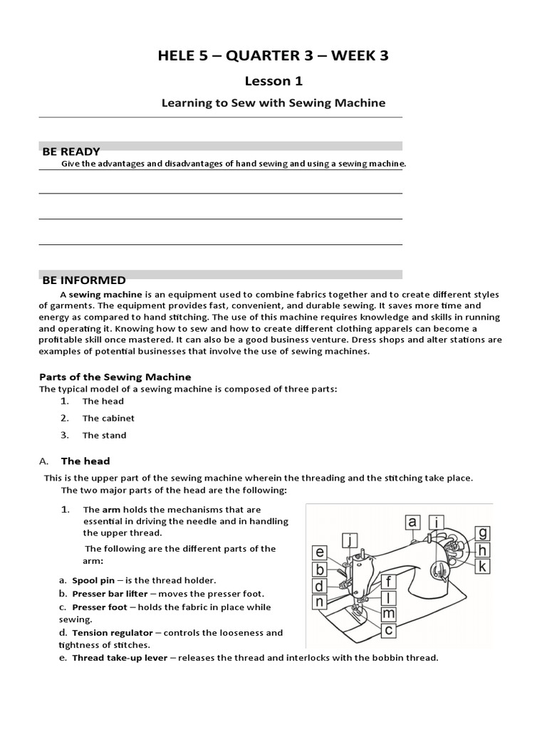 Learning to Sew: An Introduction to the Parts and Safe Use of the ...