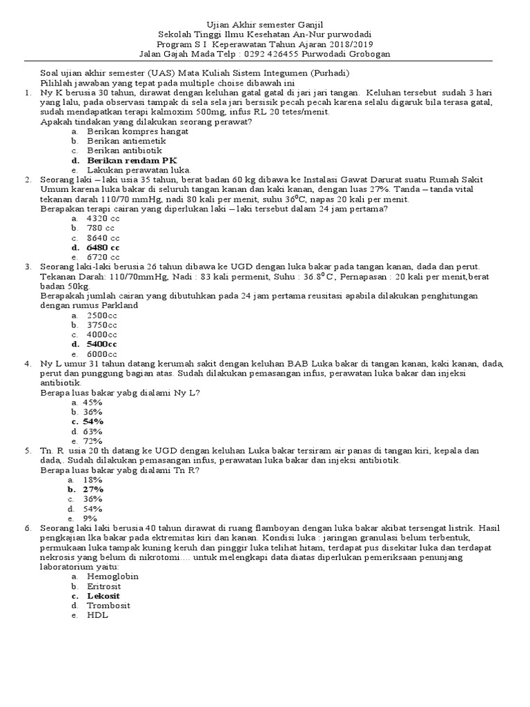 Soal KUNCI Integumen 2019 Revisi Aipni | PDF | Kesehatan Holistik | Sains & Matematika