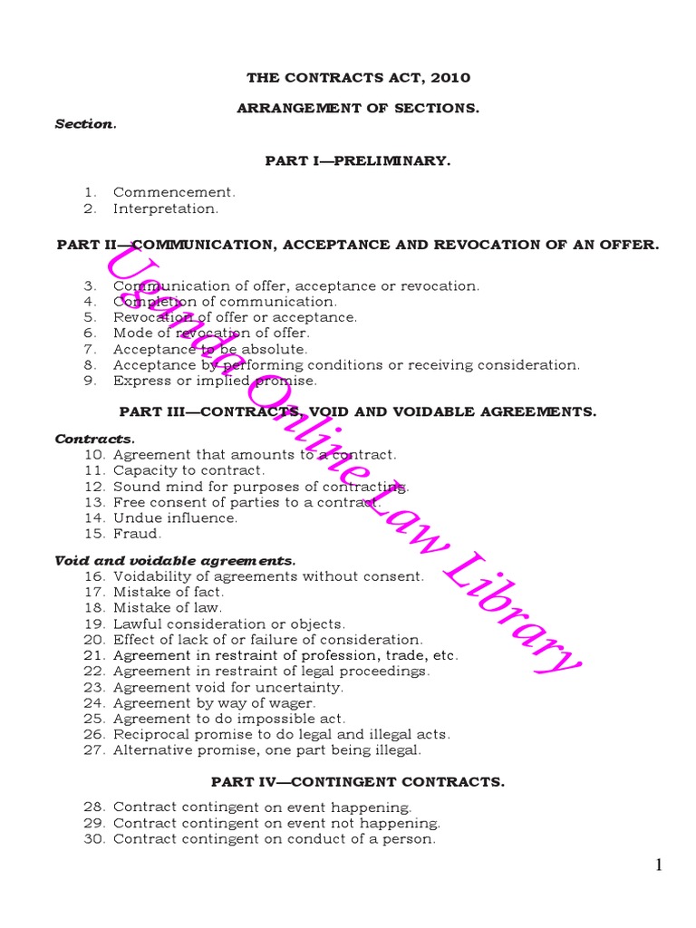 Contracts Act 2010 | PDF | Guarantee | Law Of Agency