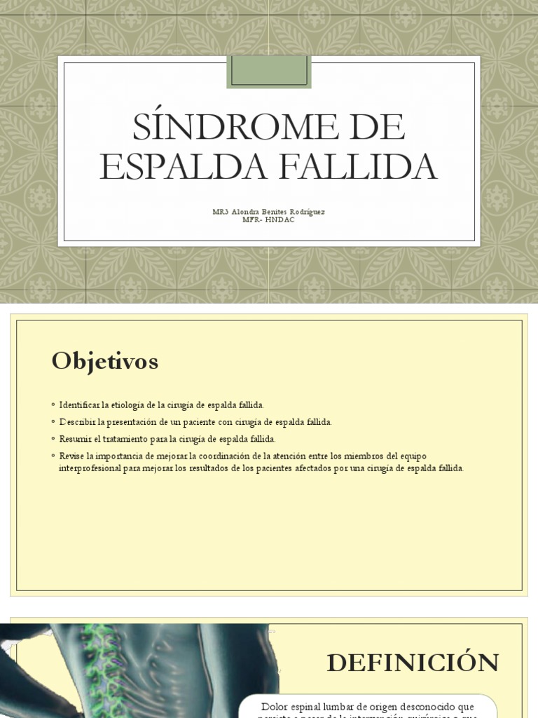 Síndrome de Espalda Fallida: Diagnóstico y Tratamiento | PDF | Dolor ...