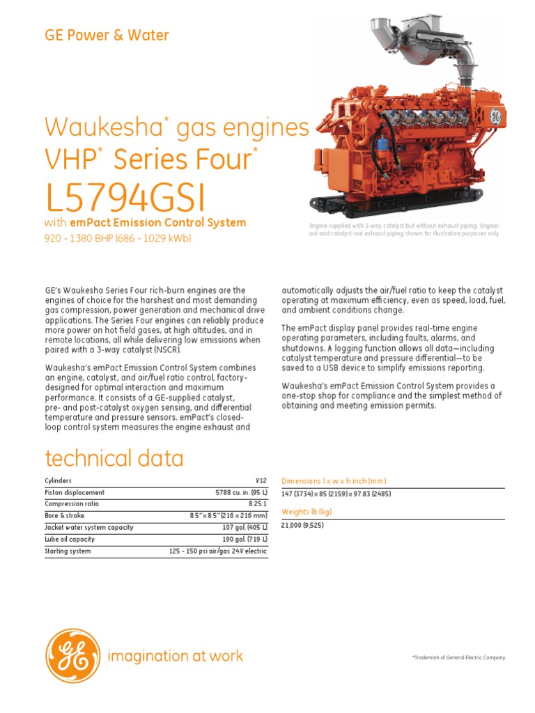 Waukesha VHP L5794gsi Product Sheet | PDF | Engines | Internal ...