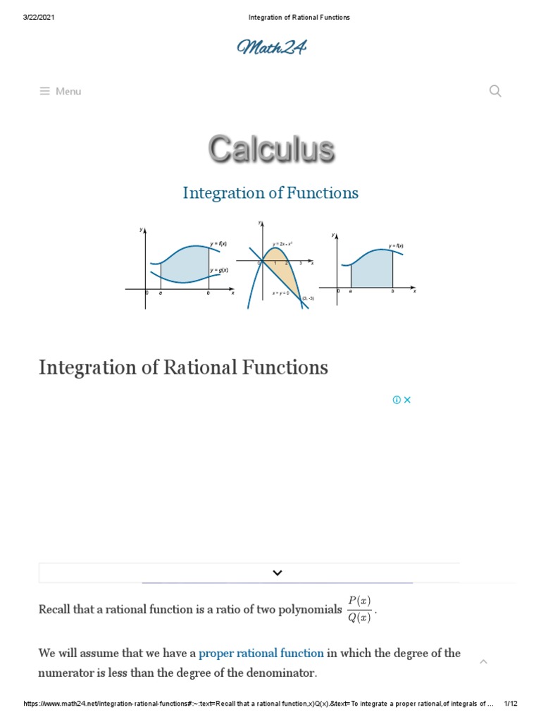 Integration of Rational Functions | PDF | Integral | Mathematical Relations