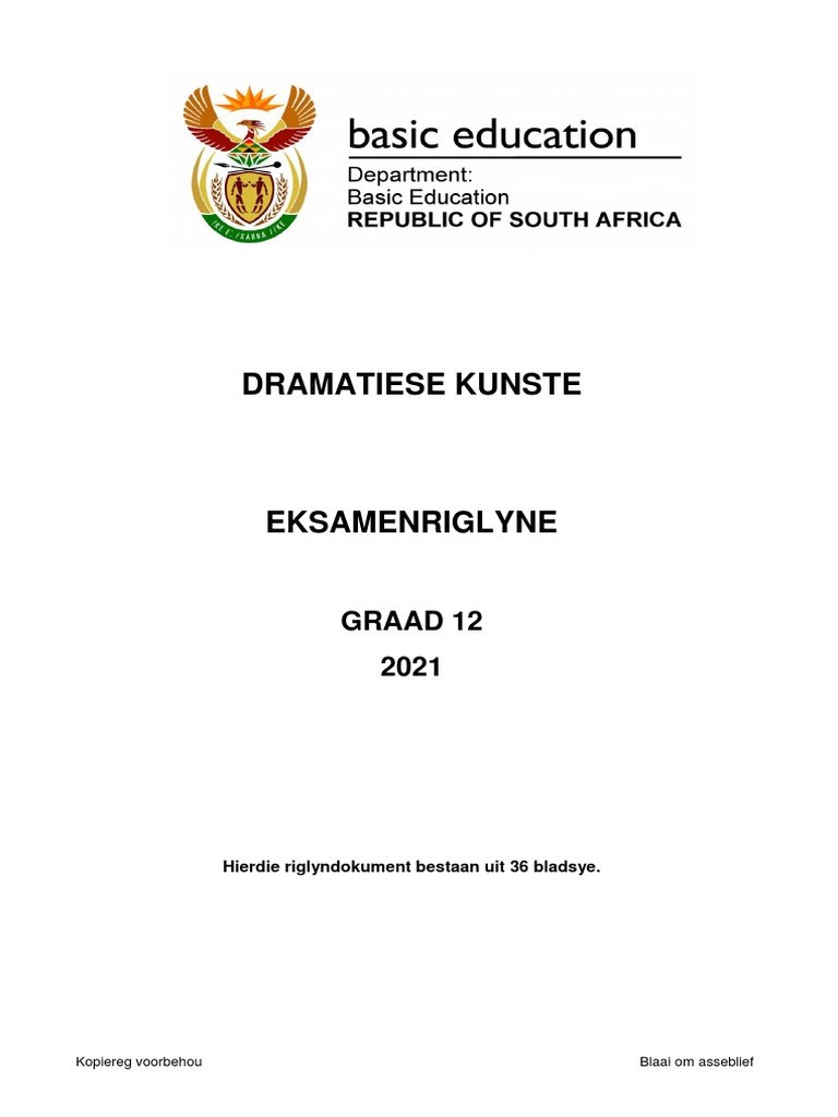Dramatic Arts GR 12 Exam Guidelines 2021 Afr | PDF