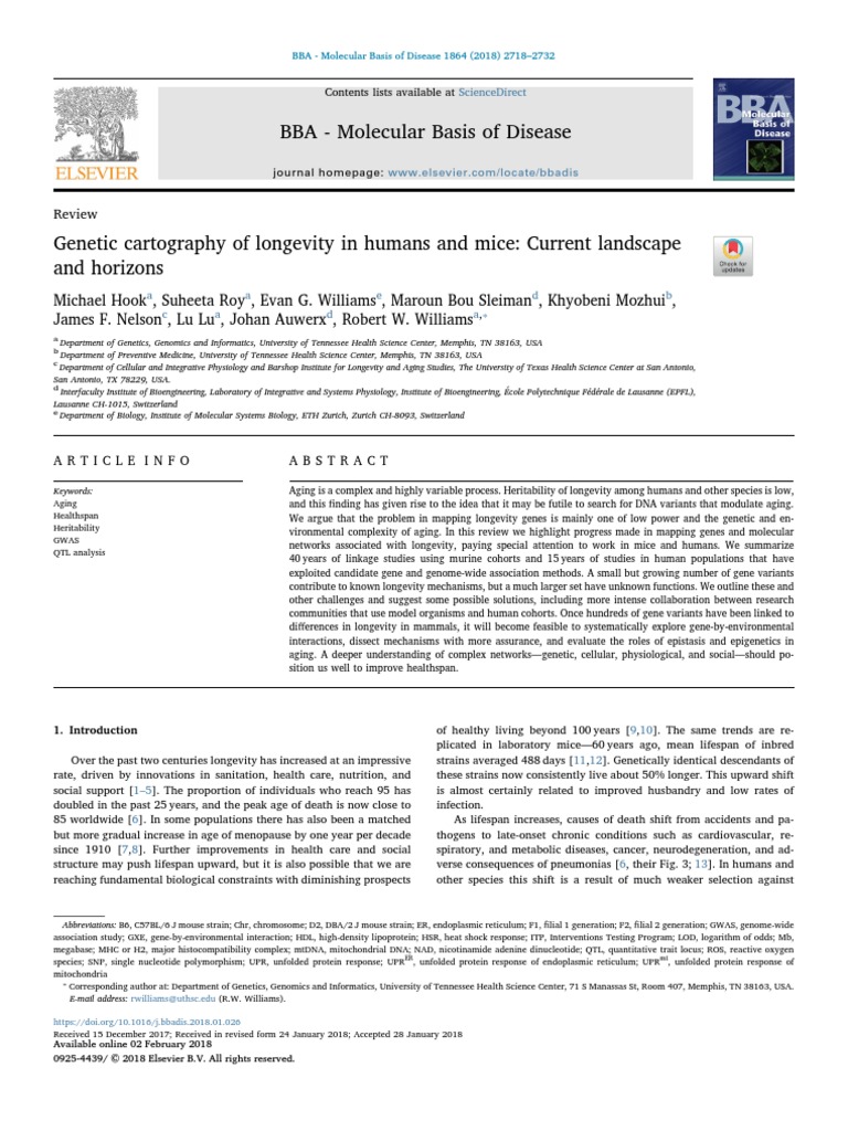 BBA - Molecular Basis of Disease: Review | PDF | Genome Wide ...