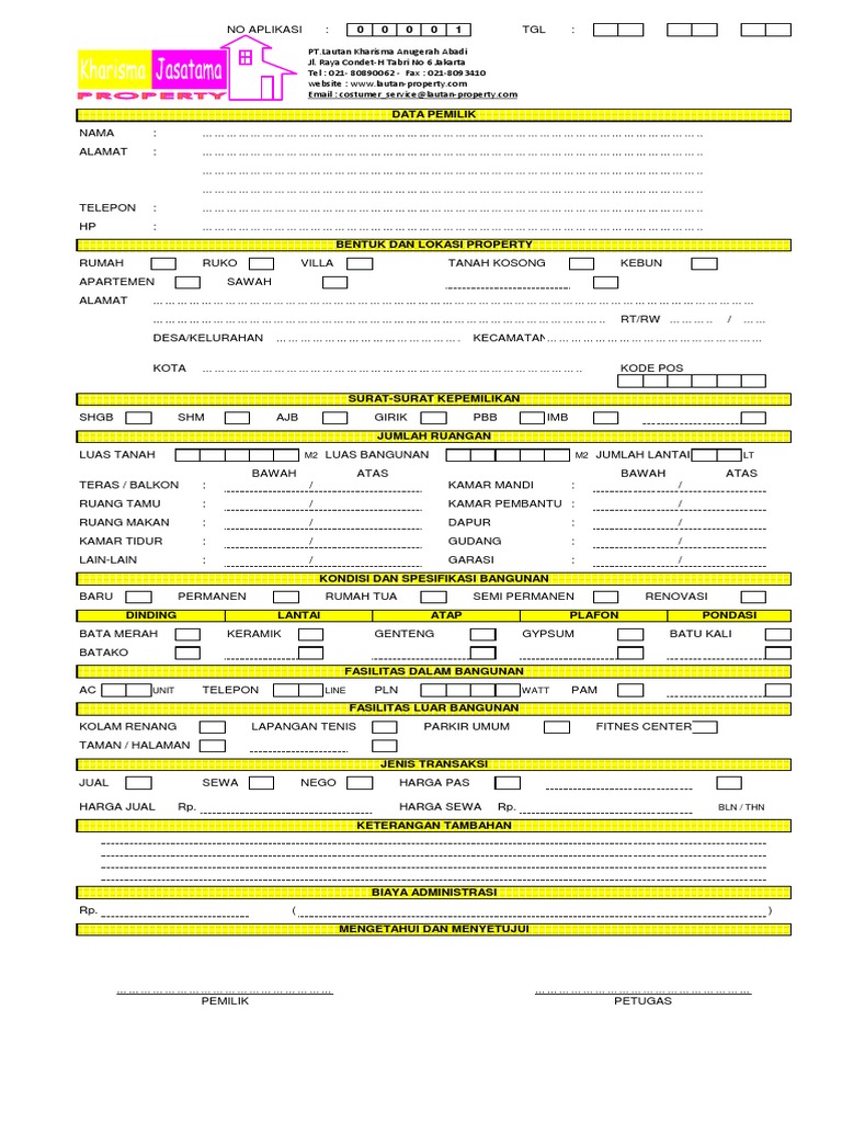 Form Pemasaran Property | PDF