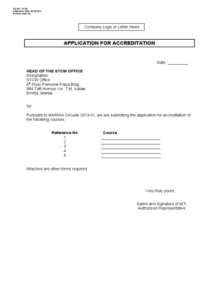 1 FORM 1 Application For Accreditation | PDF