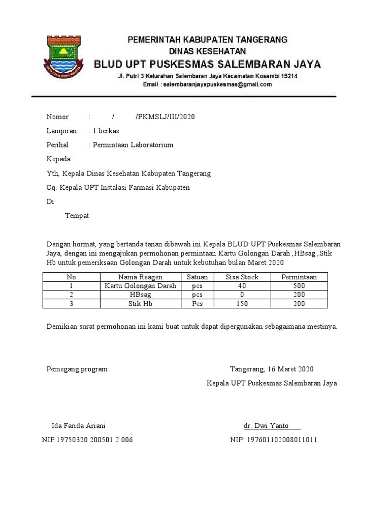 Form Permintaan Reagen LAB | PDF