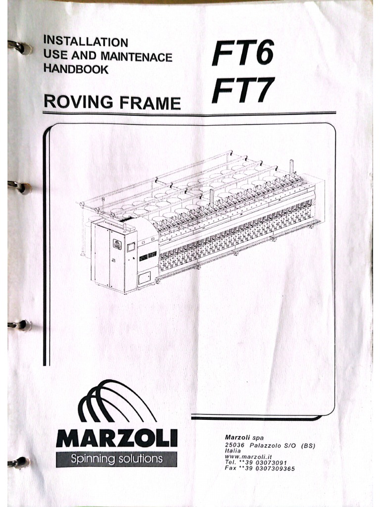 Marzoli Roving Frame - FT6/FT7 - Instruction Manual | PDF