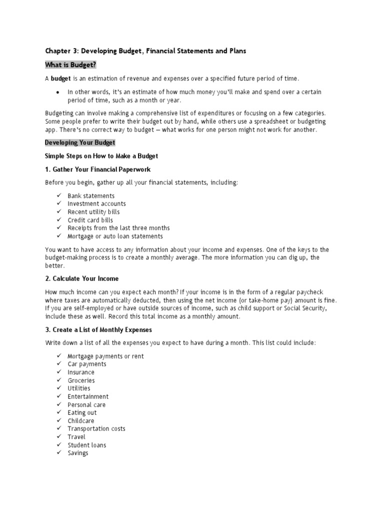 Budget Development and Financial Planning | PDF