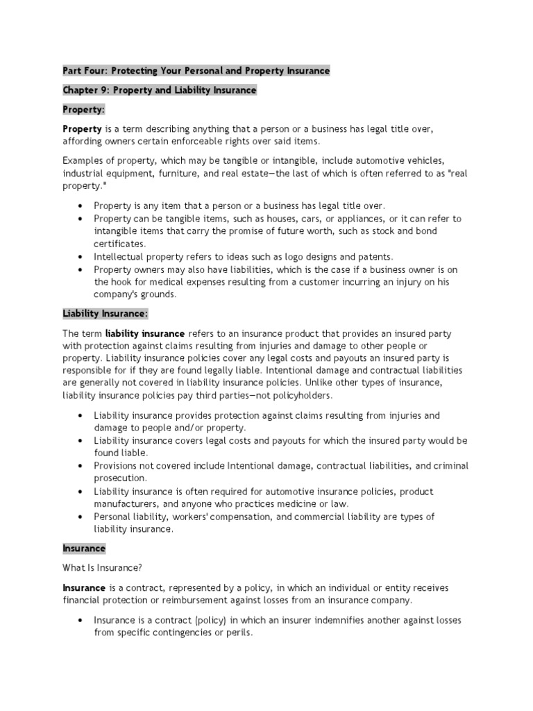 10 - PFM - Chapter 9 - Property and Liability Insurance | PDF | Law