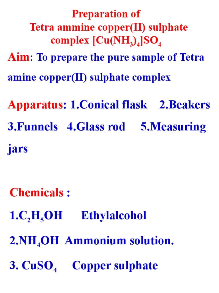Tetra Ammine Copper (II) Sulphate | PDF