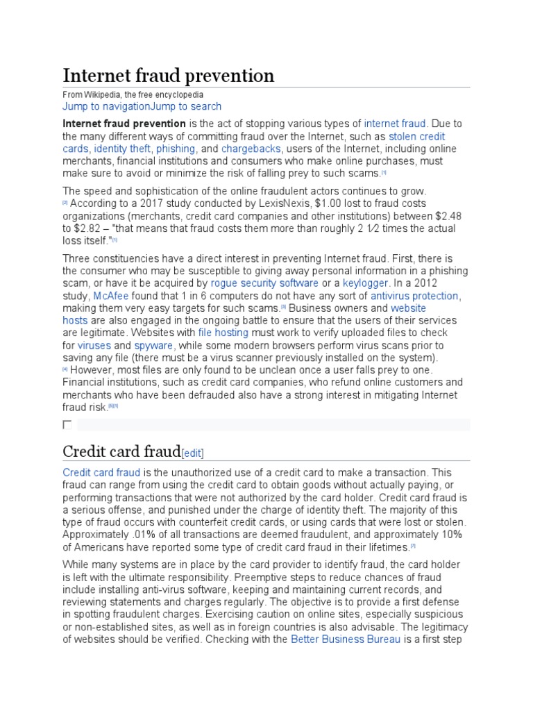 Wiki-Internet Fraud Prevention | PDF