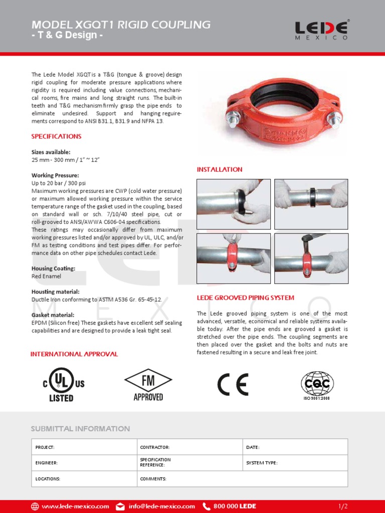 Model Xgqt1 Rigid Coupling: - T & G Design | PDF