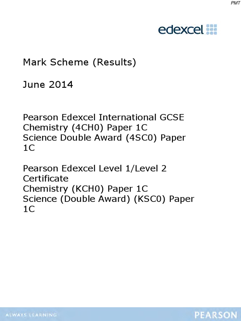 June 2014 MS - Paper 1C Edexcel Chemistry IGCSE | PDF