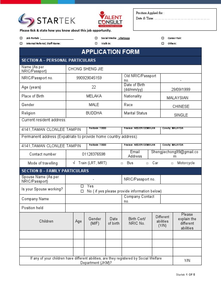 Job Application Form for Startek | PDF | Employment | Justice