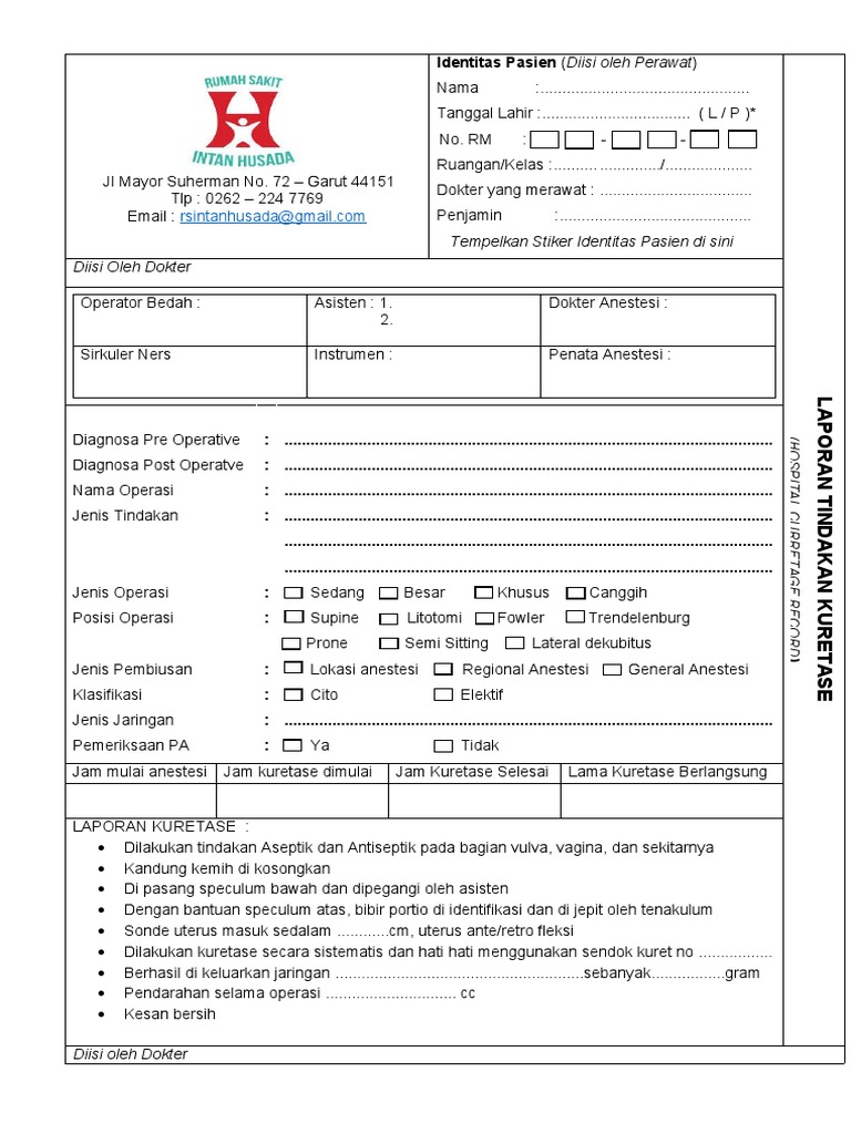 Formulir Laporan Kuret | PDF