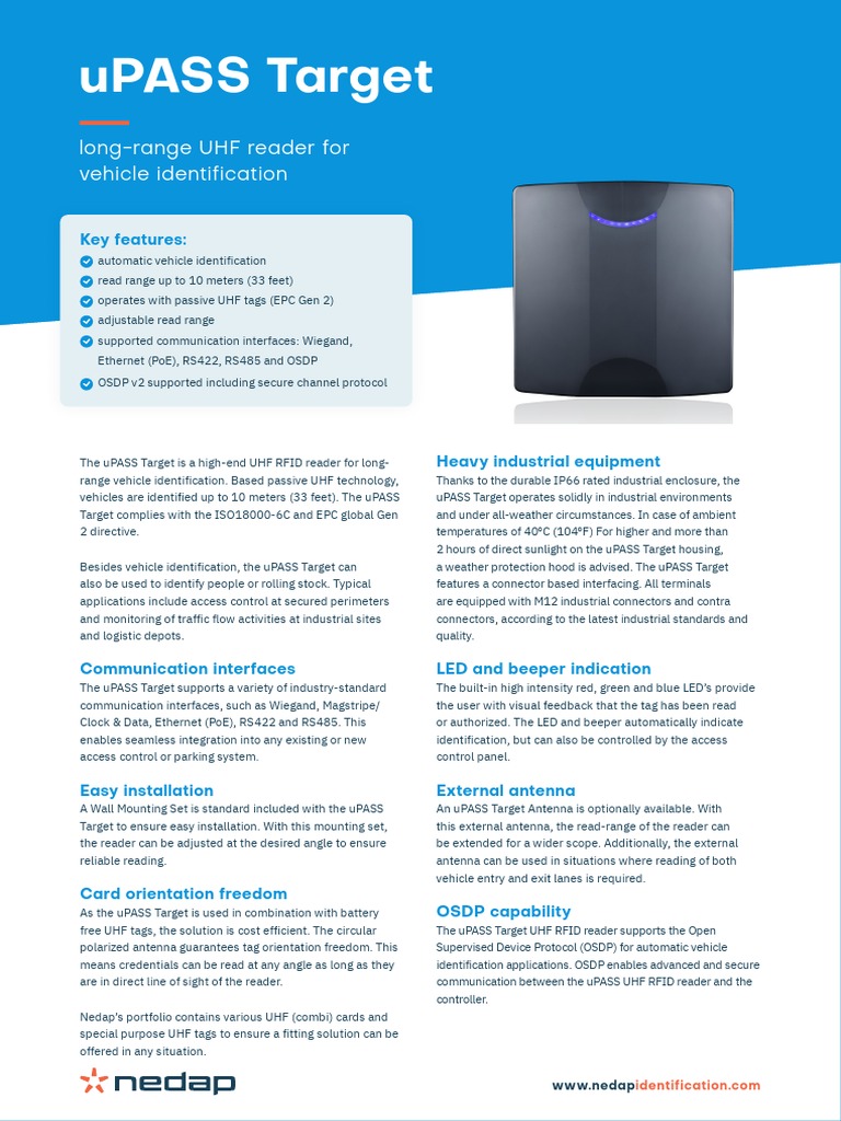 uPASS Target: Long-Range UHF Reader For Vehicle Identification | PDF ...