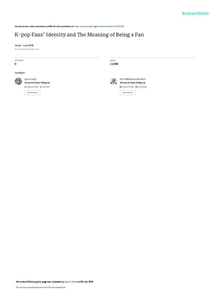 K-Pop Fans' Identity and The Meaning of Being A Fan: June 2020 | PDF ...