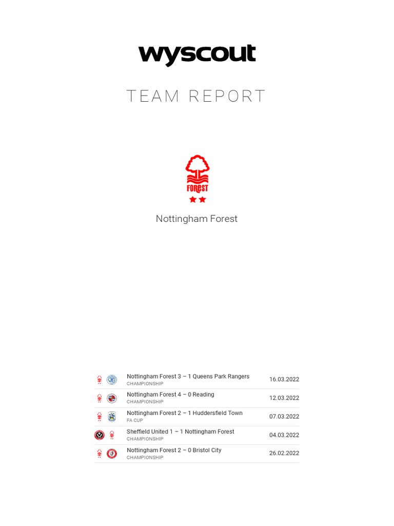 Nottingham Forest 2022 Match Stats | PDF | Premier League | Association ...