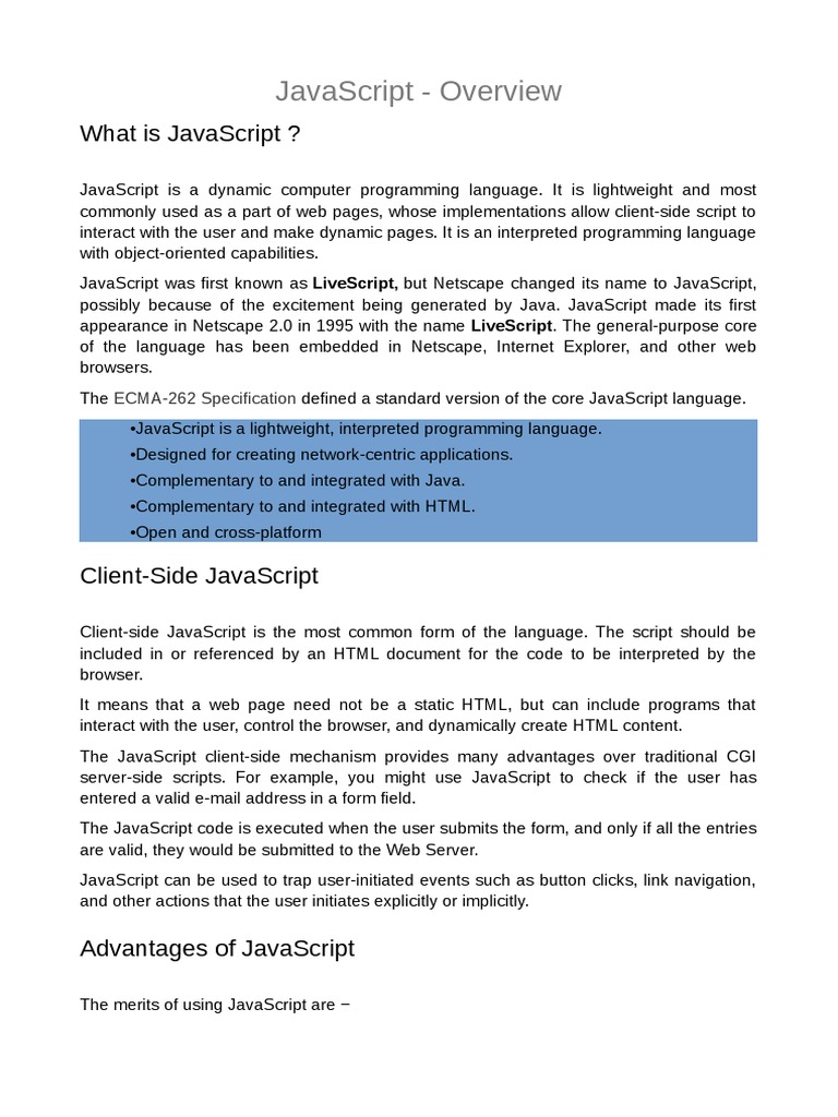 Javascript Js | Download Free PDF | Dynamic Web Page | Java Script