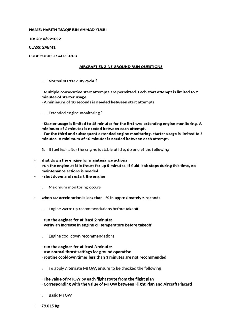 Aircraft Engine Ground Run Guide | PDF | Horsepower | Engines