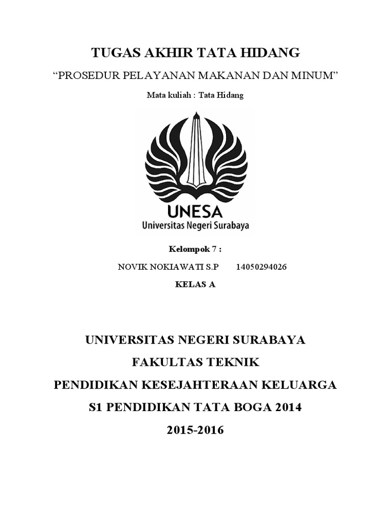 Prosedur Pelayanan Makanan Tata Hidang | PDF