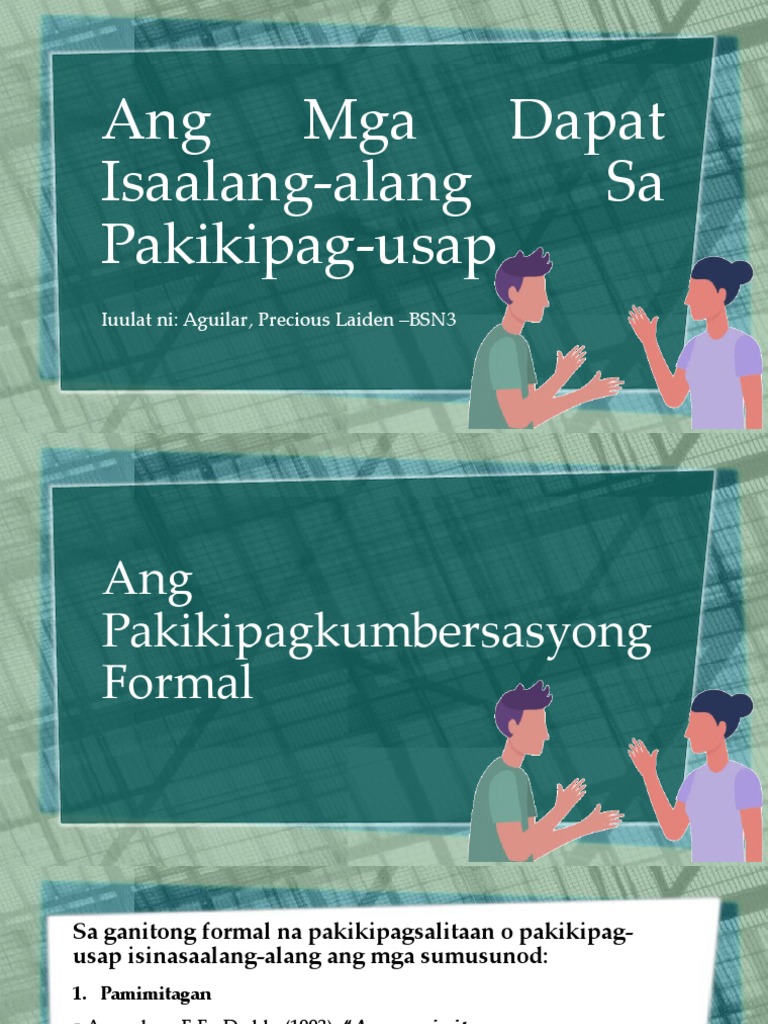 Ang Mga Dapat Isaalang-Alang Sa Pakikipag-Usap | PDF