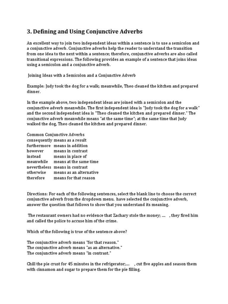 Using Conjunctive Adverbs Effectively | PDF | Philosophy | Religion ...