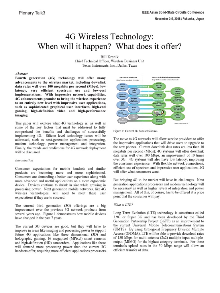 4G Wireless Technology: When Will It Happen? What Does It Offer? | PDF ...