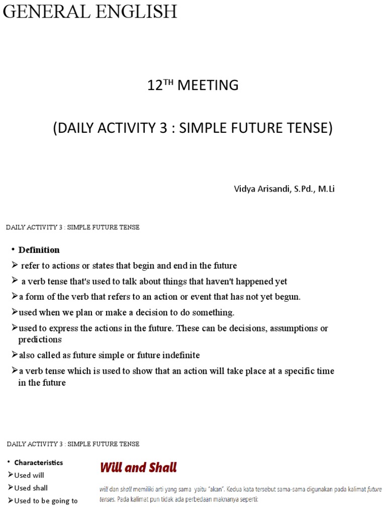 Daily Activity 3 Simple Future Tense | PDF | Verb | Grammatical Tense