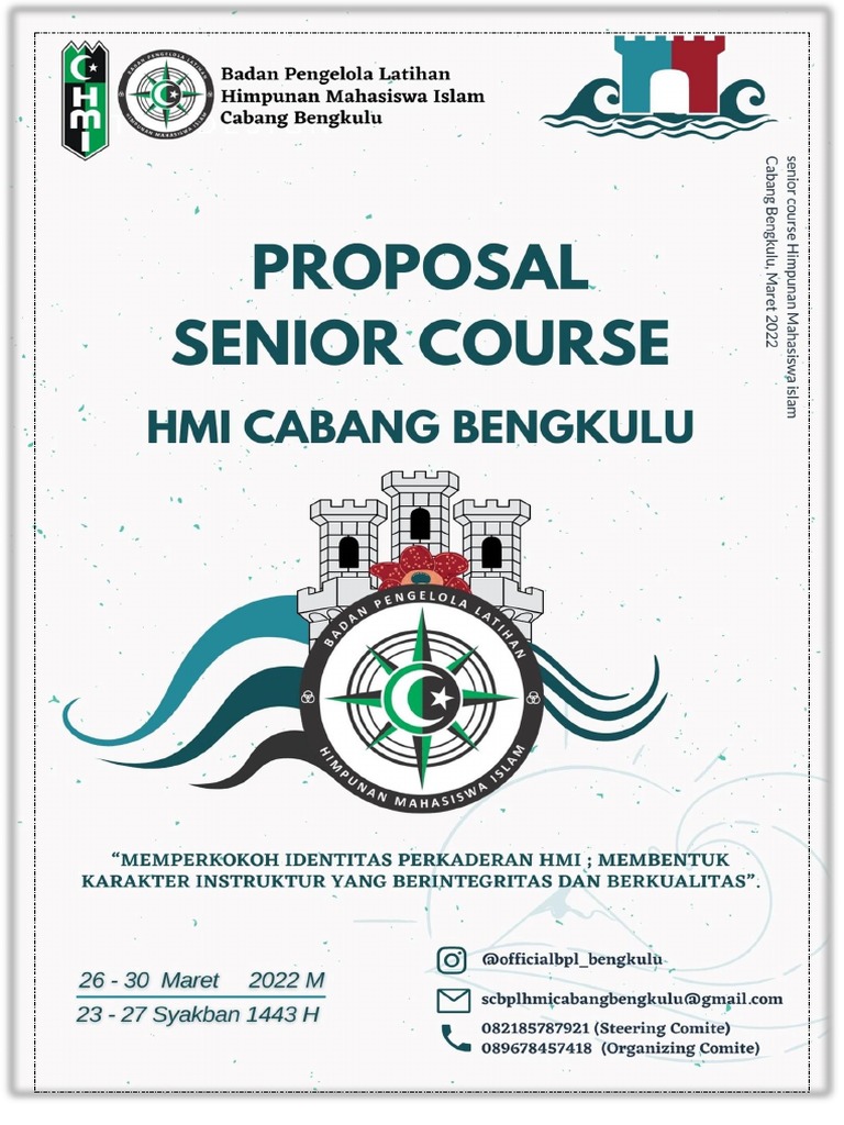 PROPOSAL PELATIHAN SENIOR COURSE BPL HMI CABANG BENGKULU 2022 | PDF