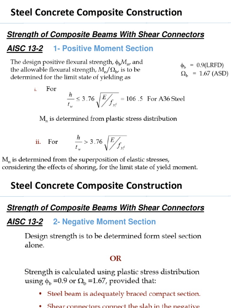 Steel Concrete Composite Construction: 1-Positive Moment Section | PDF ...